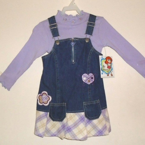 Matching Sets | 2 Pc Purple Bodysuit Overalls Straps Denim Set | Poshmark